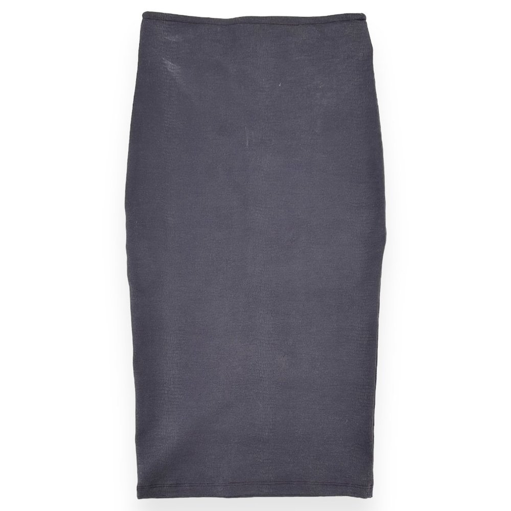 David Lerner Gray Crocodile Skin Texture Pencil Skirt - Gem